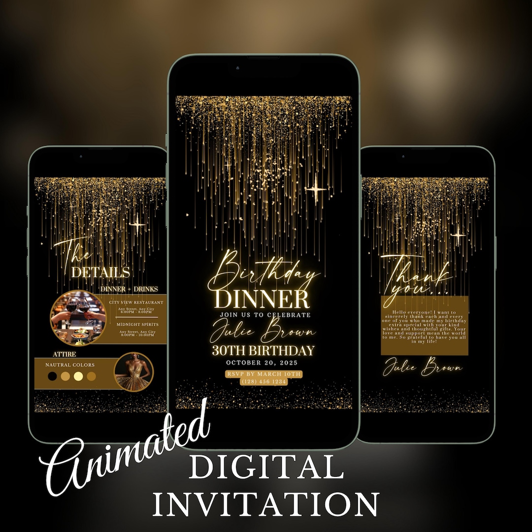 Animated Birthday Dinner Video Invitation, DIY Template Design ...