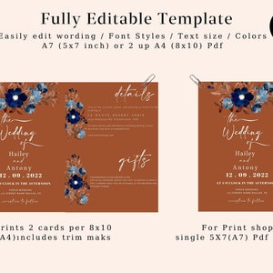 Terracotta Wedding Invitation, Rust Wedding Template Download, Orange ...