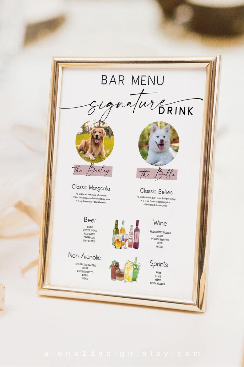 Pet Signature Cocktail Sign Dog Signature Drink Sign - Etsy