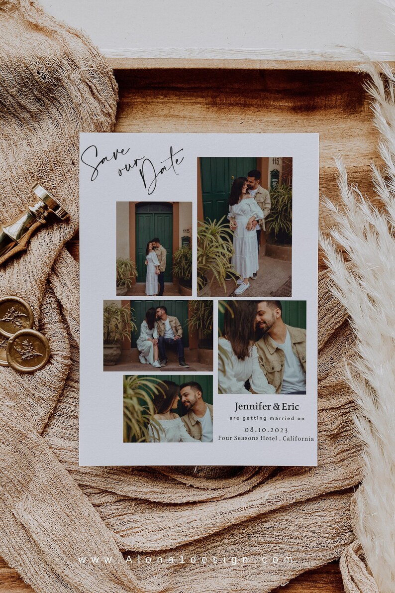 Photo Collage Save the Date Template Save the Date Cards With - Etsy