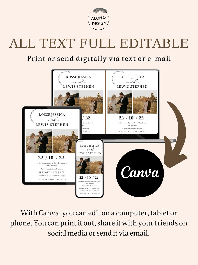 Photo Arch Calendar Proposal Card Template Canva Will You Be - Etsy