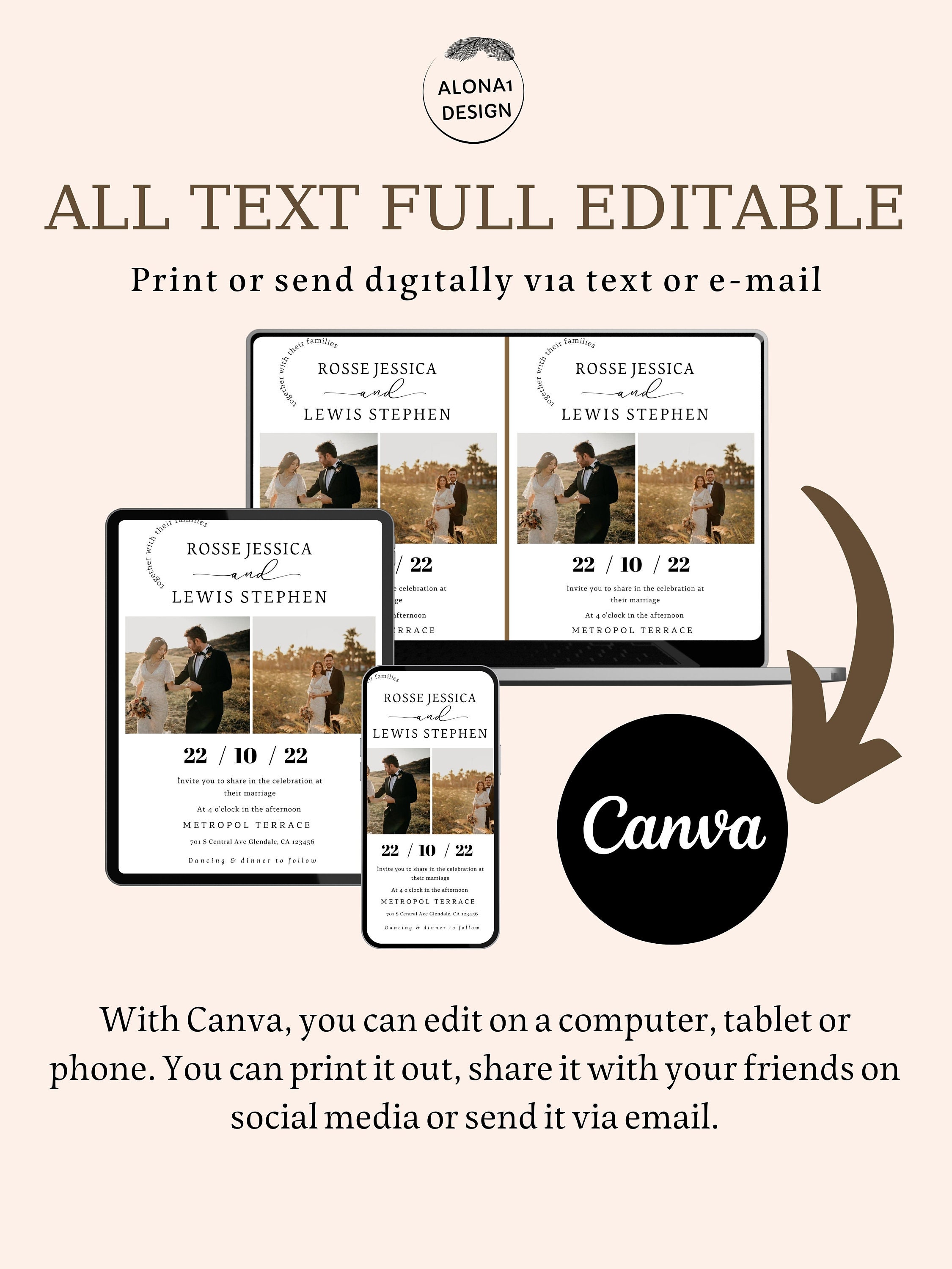 Photo Arch Calendar Proposal Card Template Canva Will You Be - Etsy