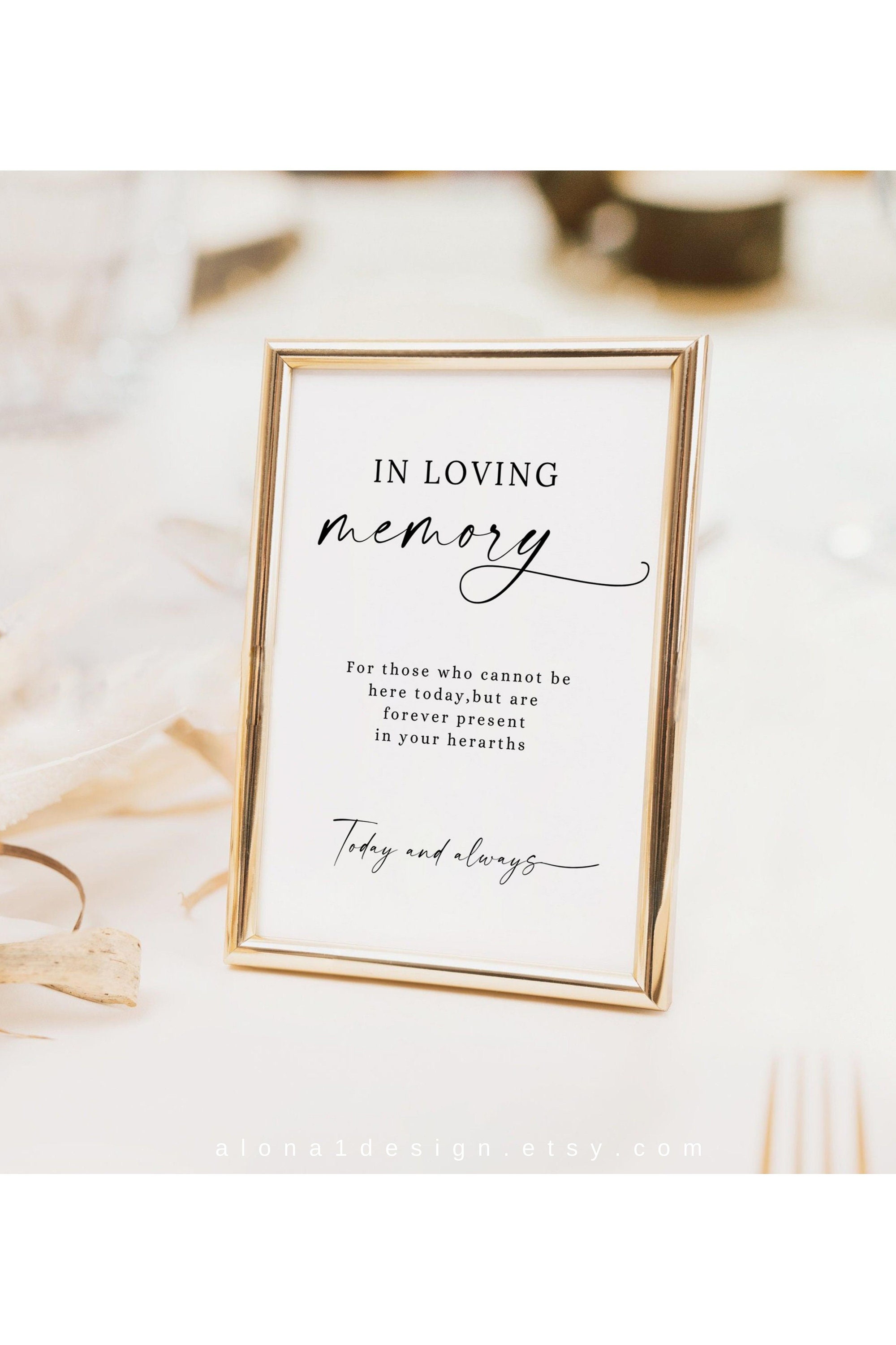 BLAIR in Loving Memory Sign Printable, Modern Forever in Our Hearts, Bohemian in Loving Memory ...