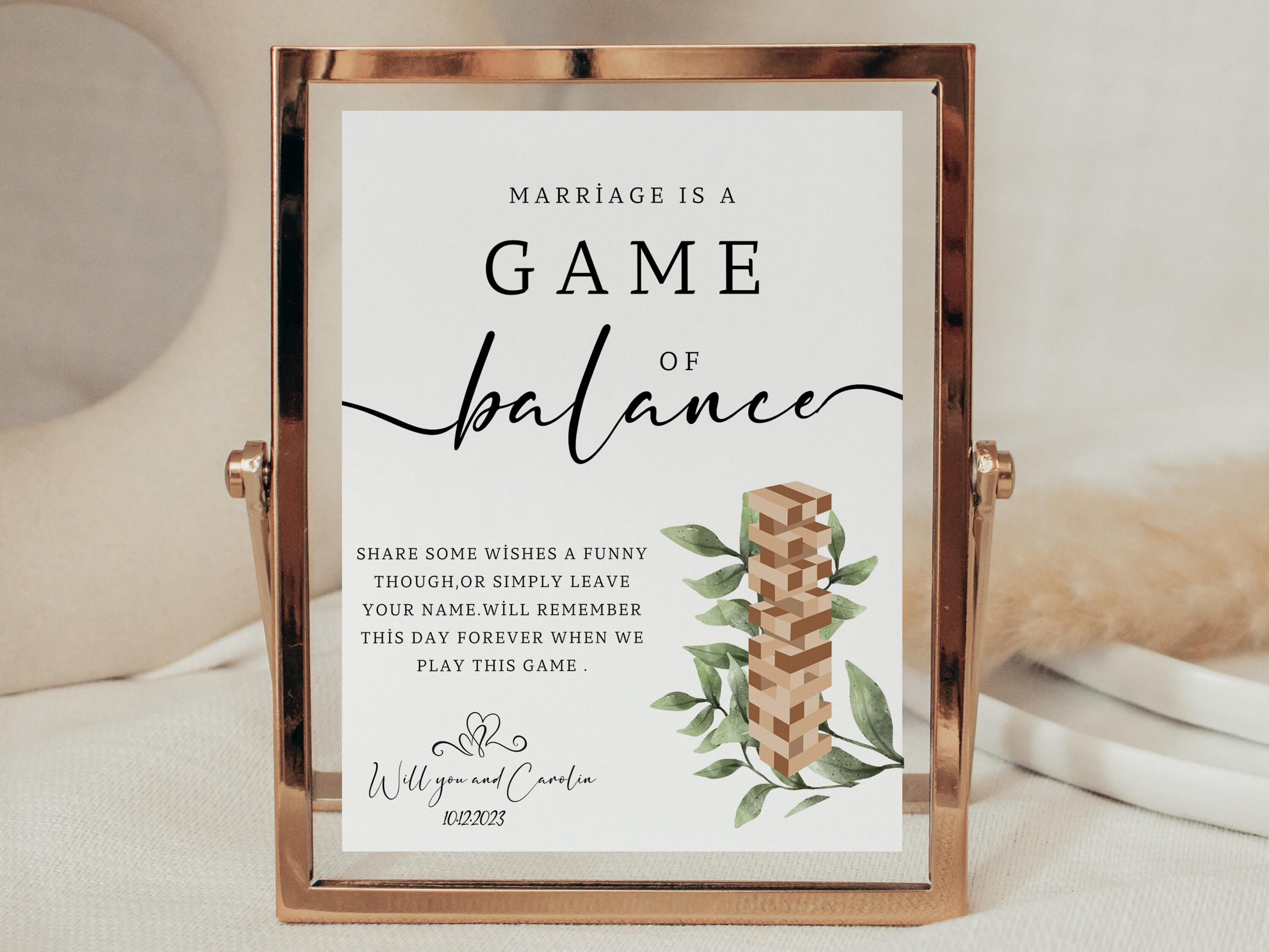 Jenga Wedding Guest Book, Jenga Sign, Marriage is a Game of Balance ...