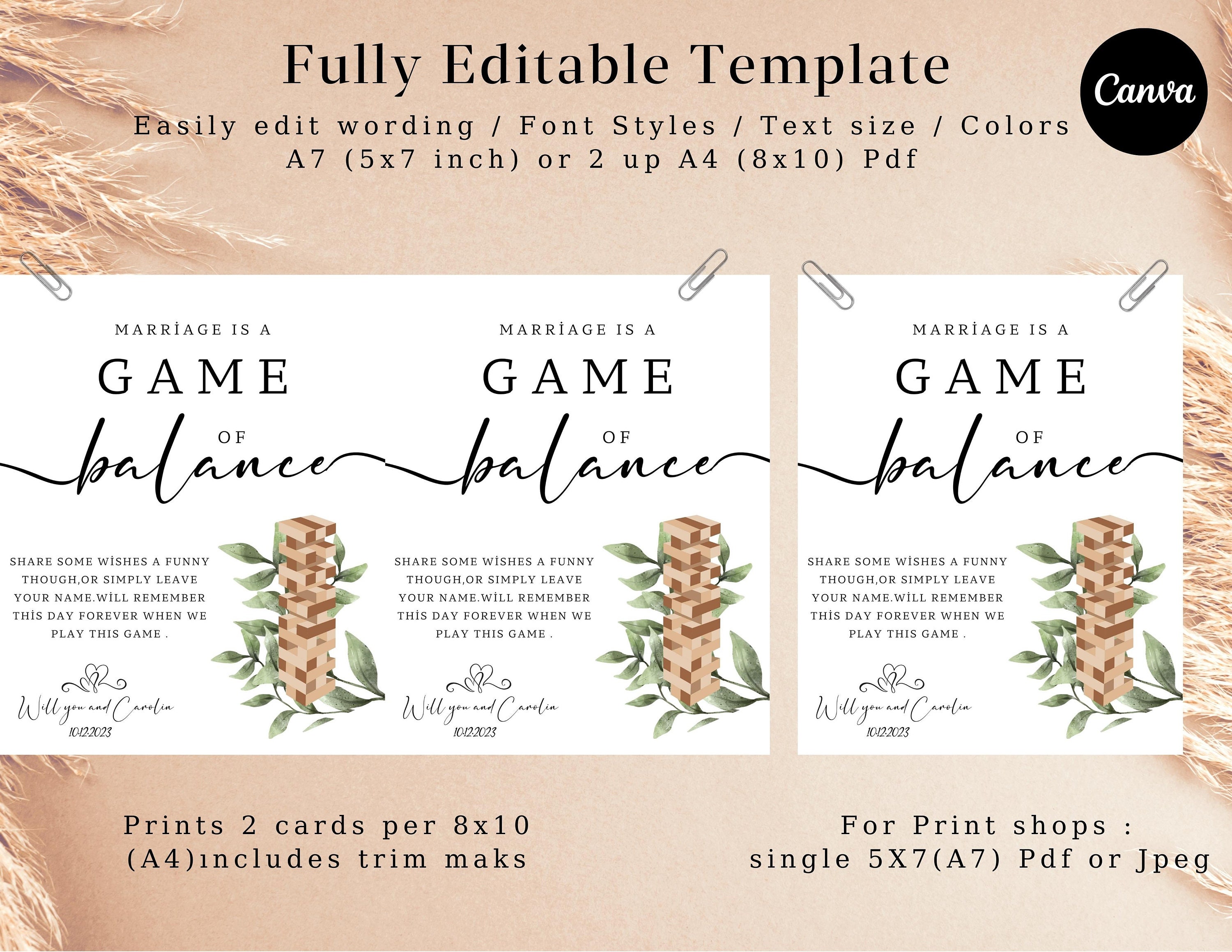 Jenga Wedding Guest Book, Jenga Sign, Marriage is a Game of Balance ...