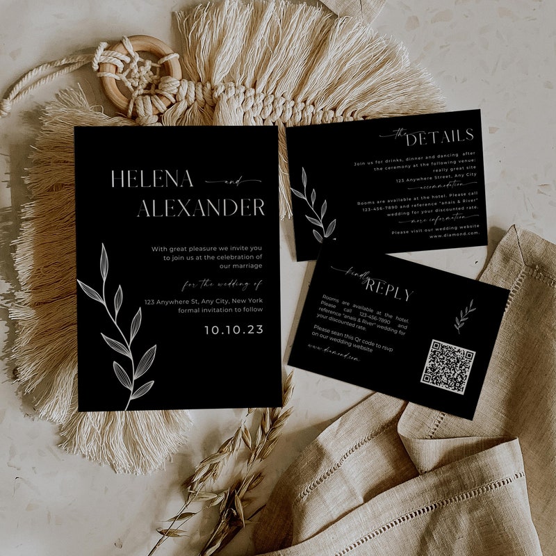 Black Invitation - Etsy