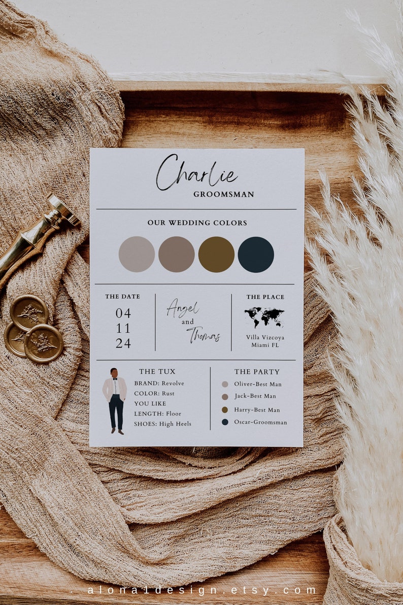 Groomsmen Info Card, Printable Groomsmen Information Card, Groomsmen ...