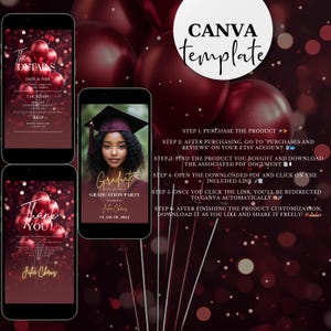 2025 Graduation Invitation, Maroon Color Graduation Invite, Save the ...