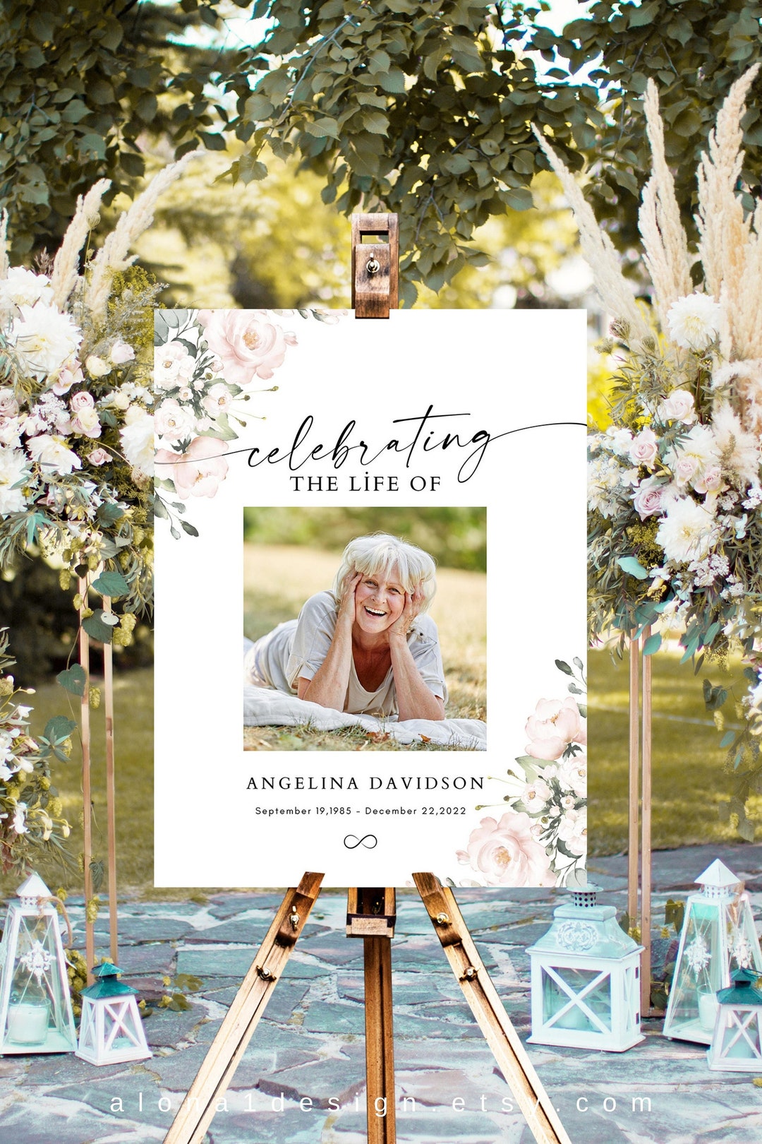 Editable Celebration of Life Welcome Sign Template Blush Floral ...