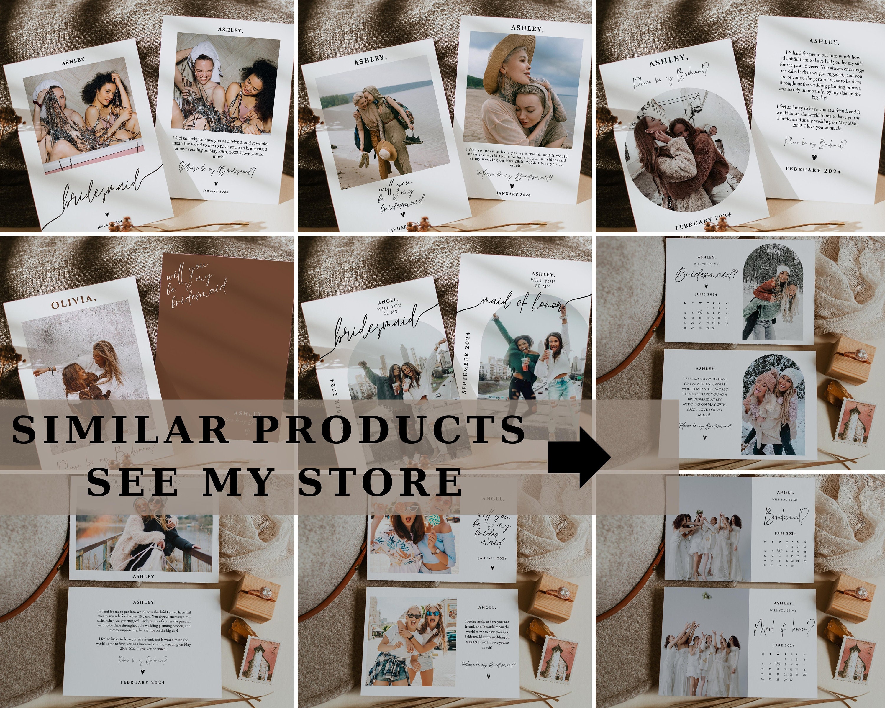 Photo Arch Calendar Proposal Card Template Canva Will You Be - Etsy