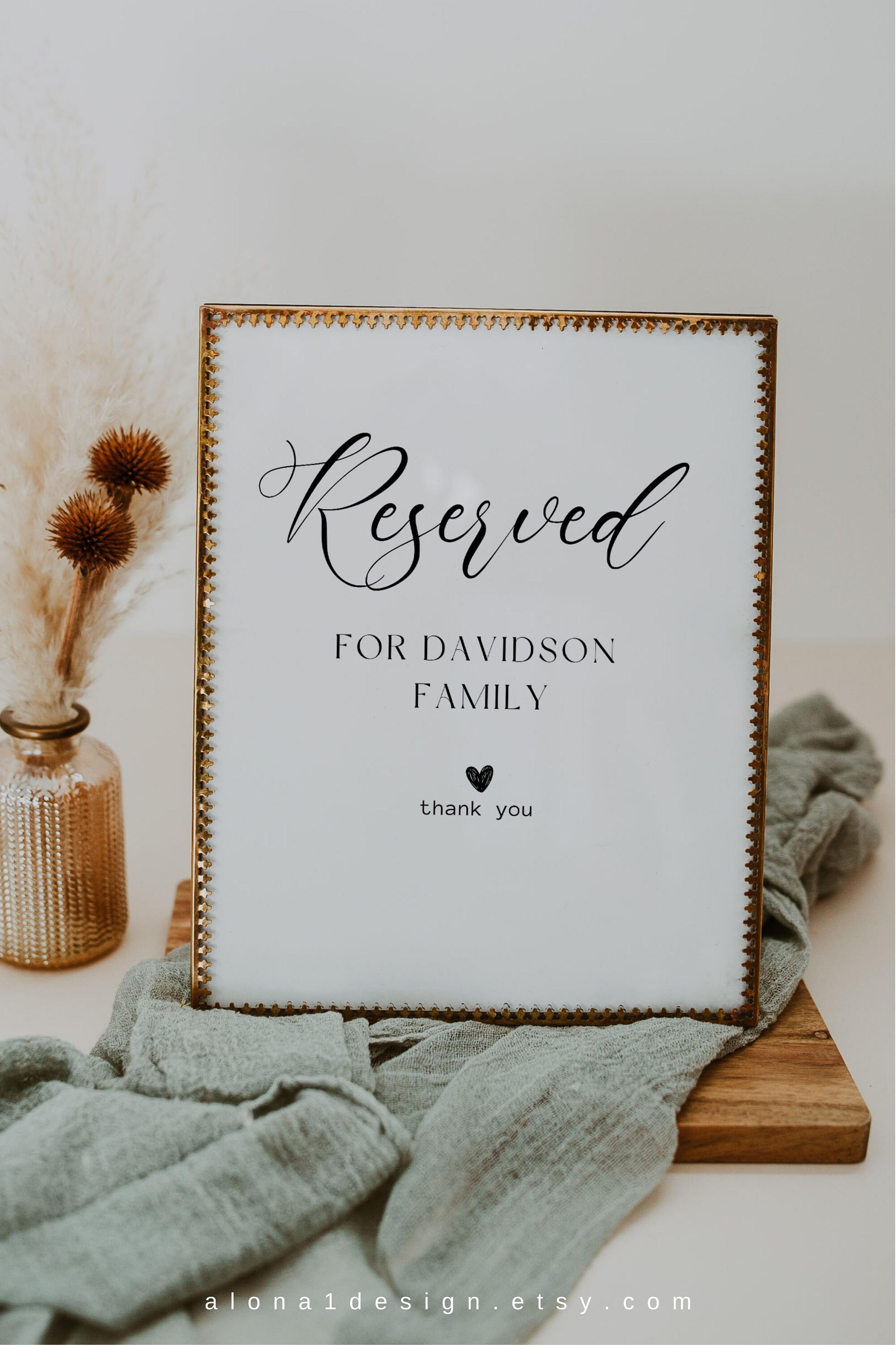 Reserved Table Sign Template, Reserved for Family Sign Printable ...