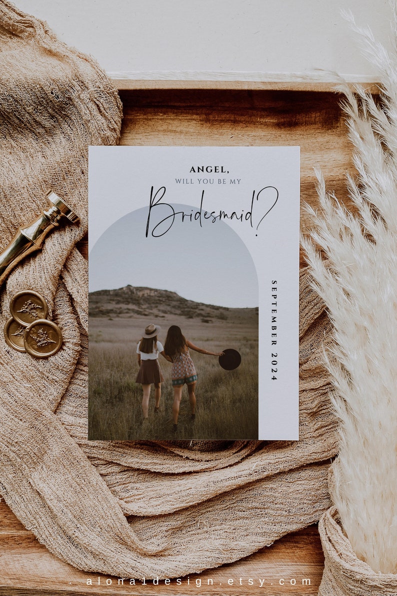 Photo Arch Calendar Proposal Card Template Canva Will You Be - Etsy