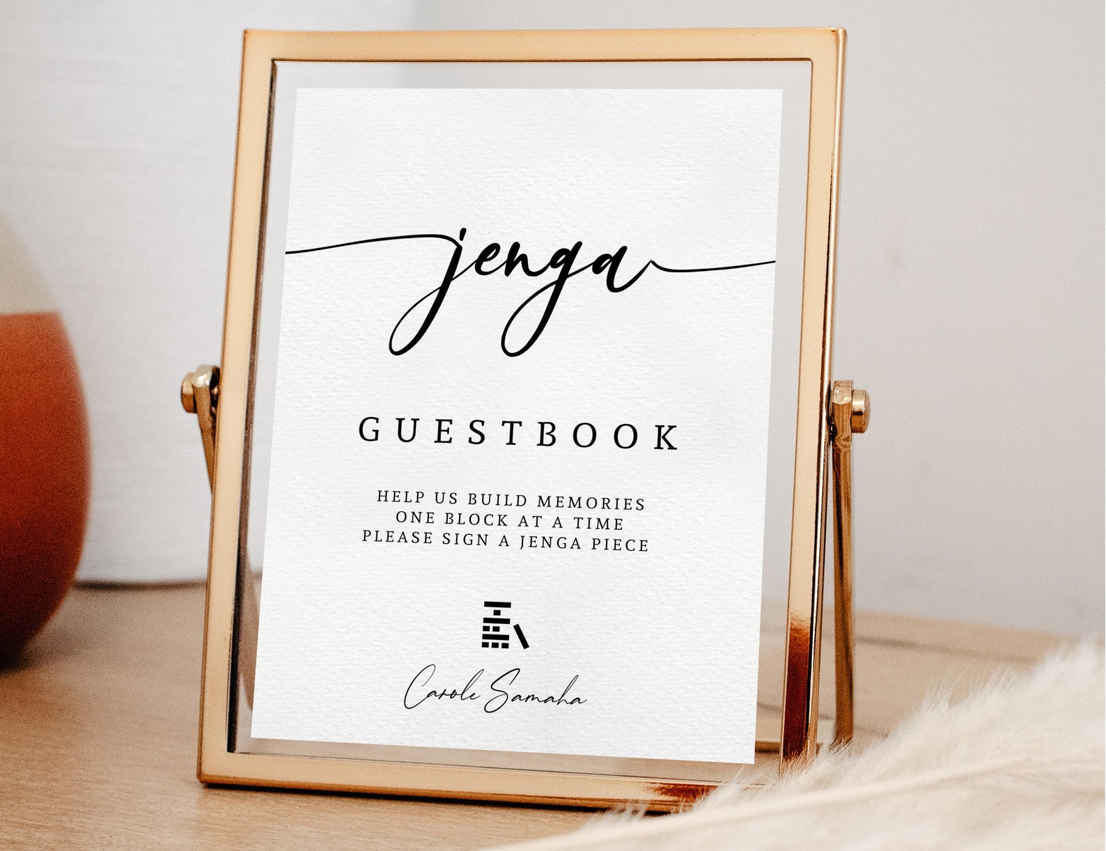 Script Wedding Jenga Guestbook Sign Printable Jenga Guestbook - Etsy