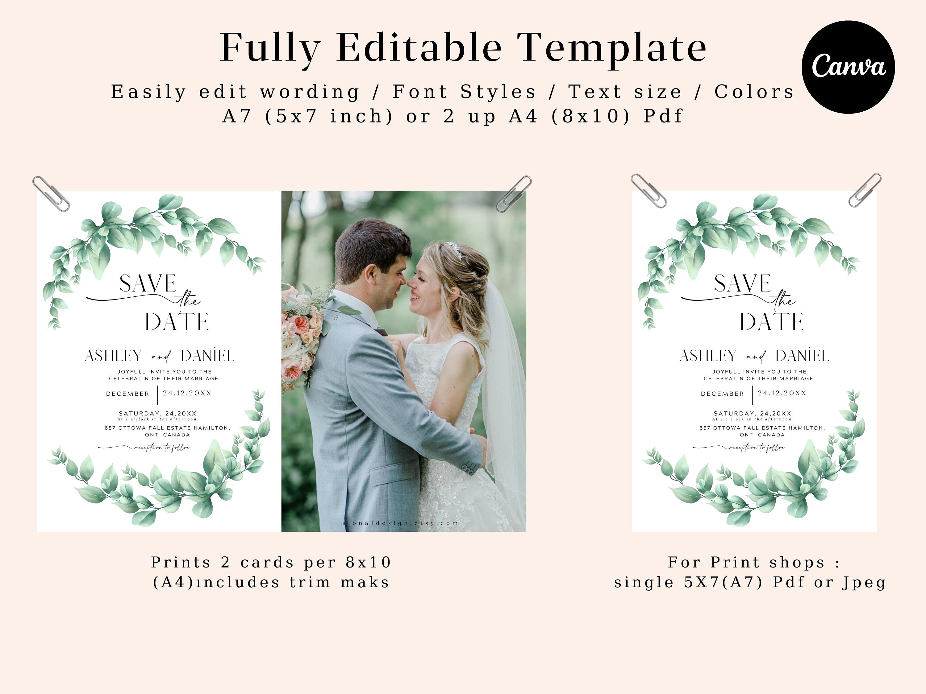 Eucalyptus Save The Date Template Save The Date Cards Printable Save