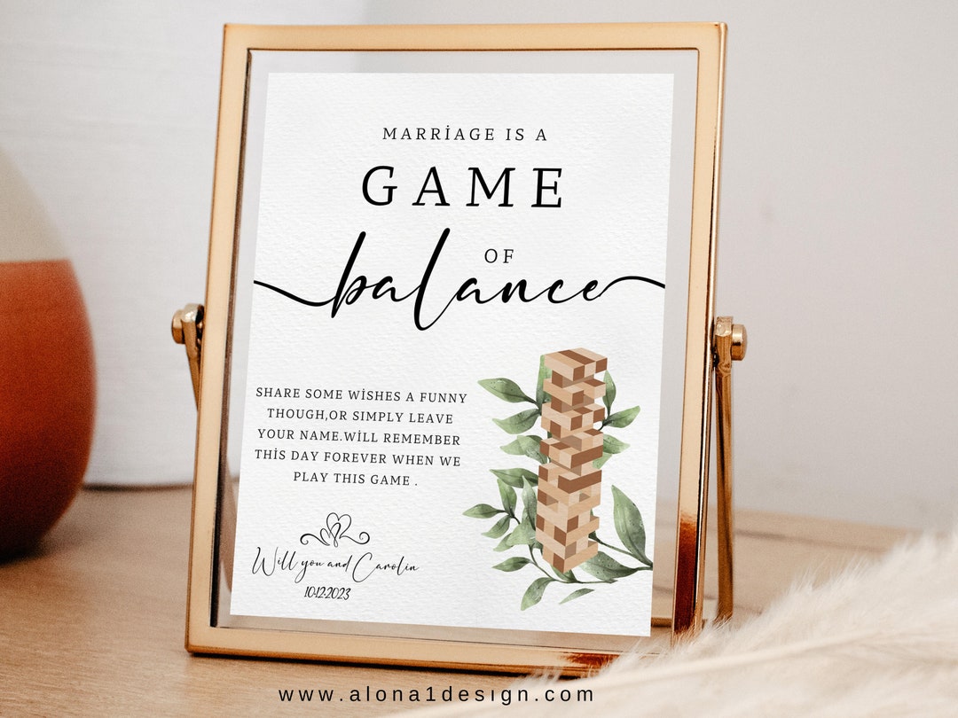 Jenga Wedding Guest Book, Jenga Sign, Marriage is a Game of Balance ...