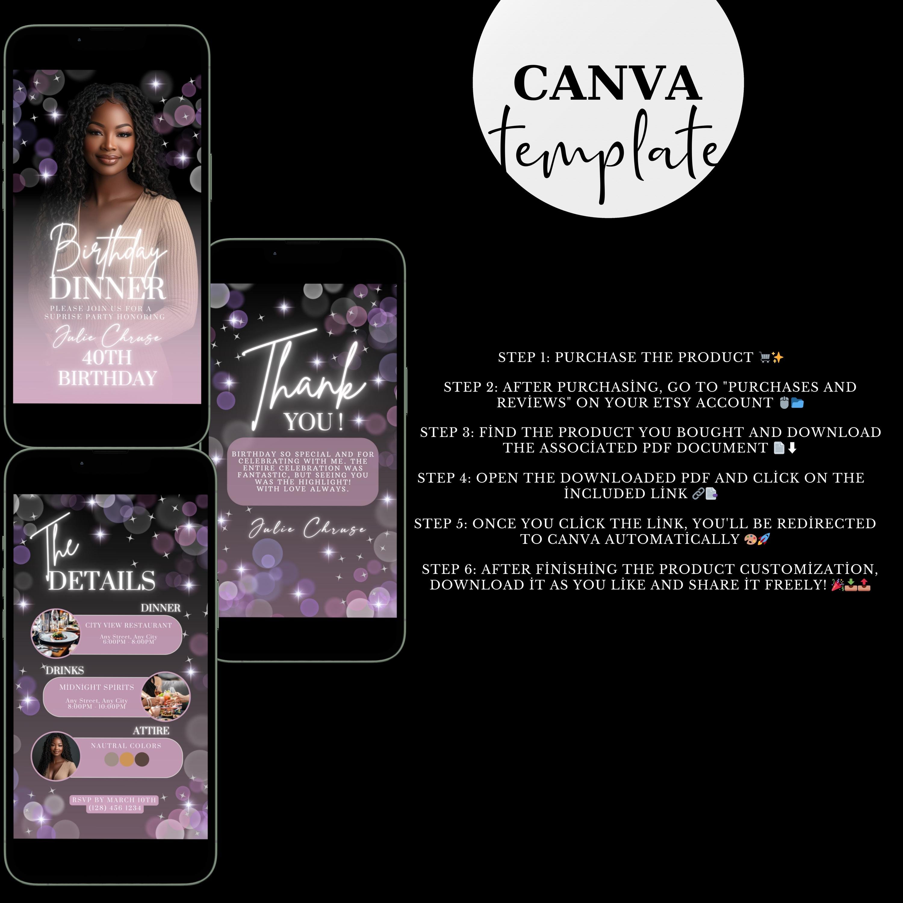 Digital Birthday Dinner Invitation, Birthday Dinner, Digital Birthday ...