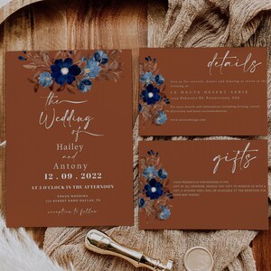 Terracotta Wedding Invitation, Rust Wedding Template Download, Orange ...
