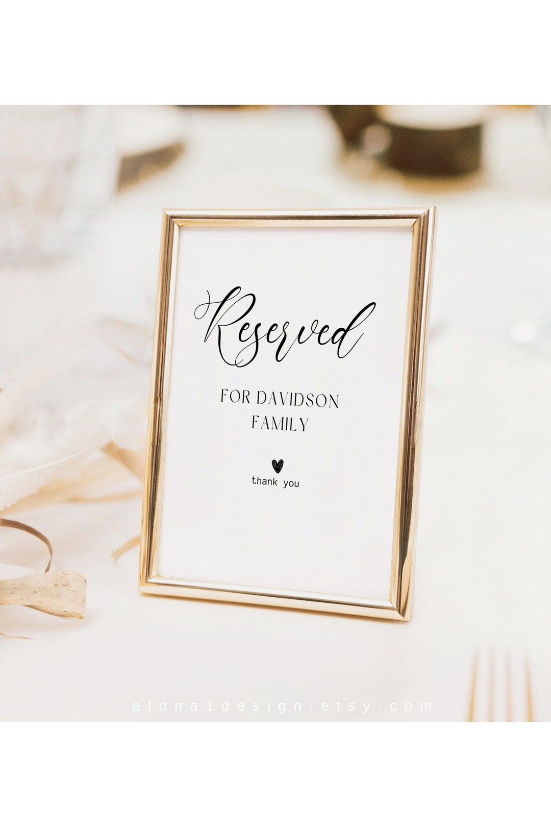 Reserved Table Sign Template, Reserved for Family Sign Printable ...