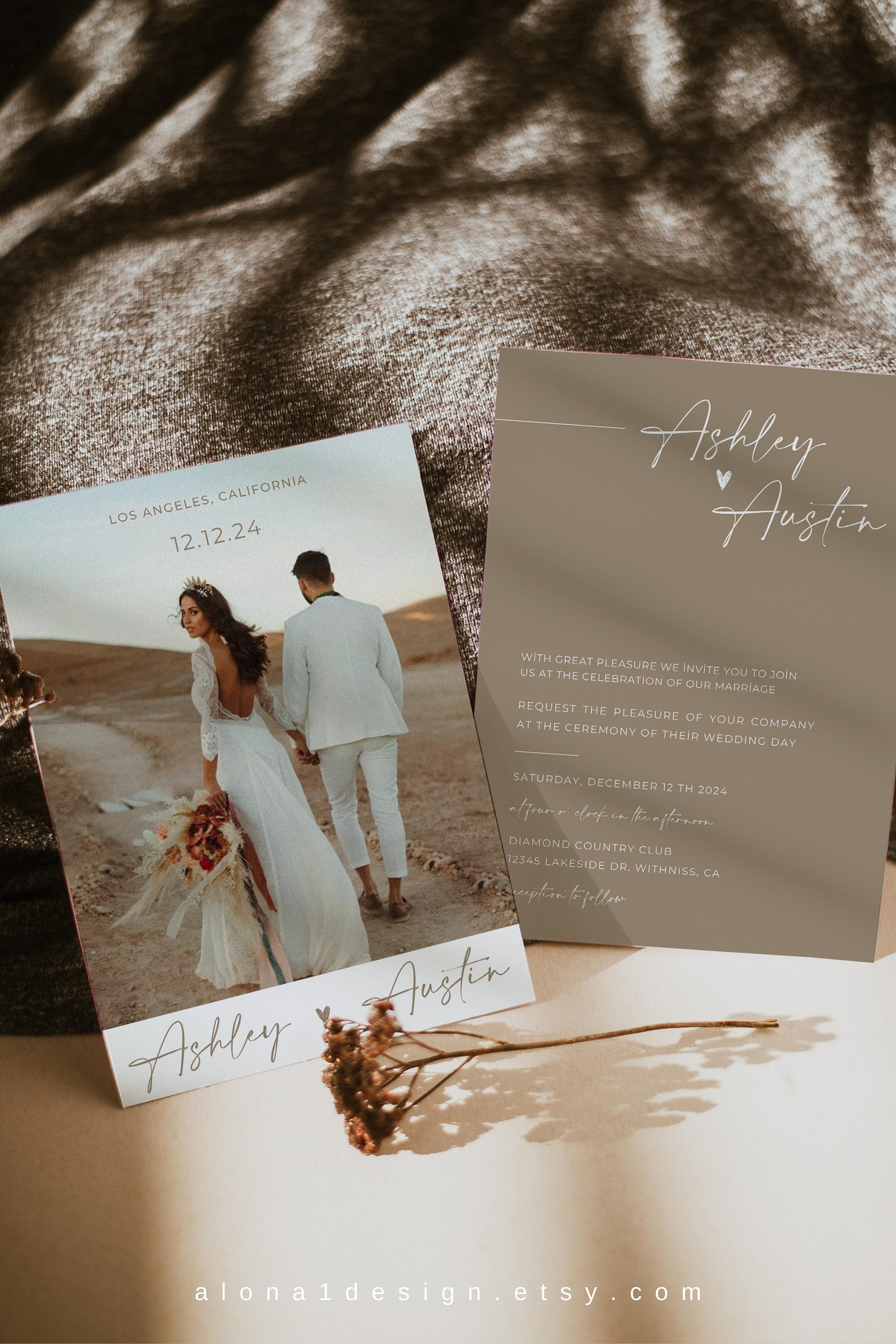 Photo Wedding Invitation Template, Editable Minimalist Wedding Invite ...