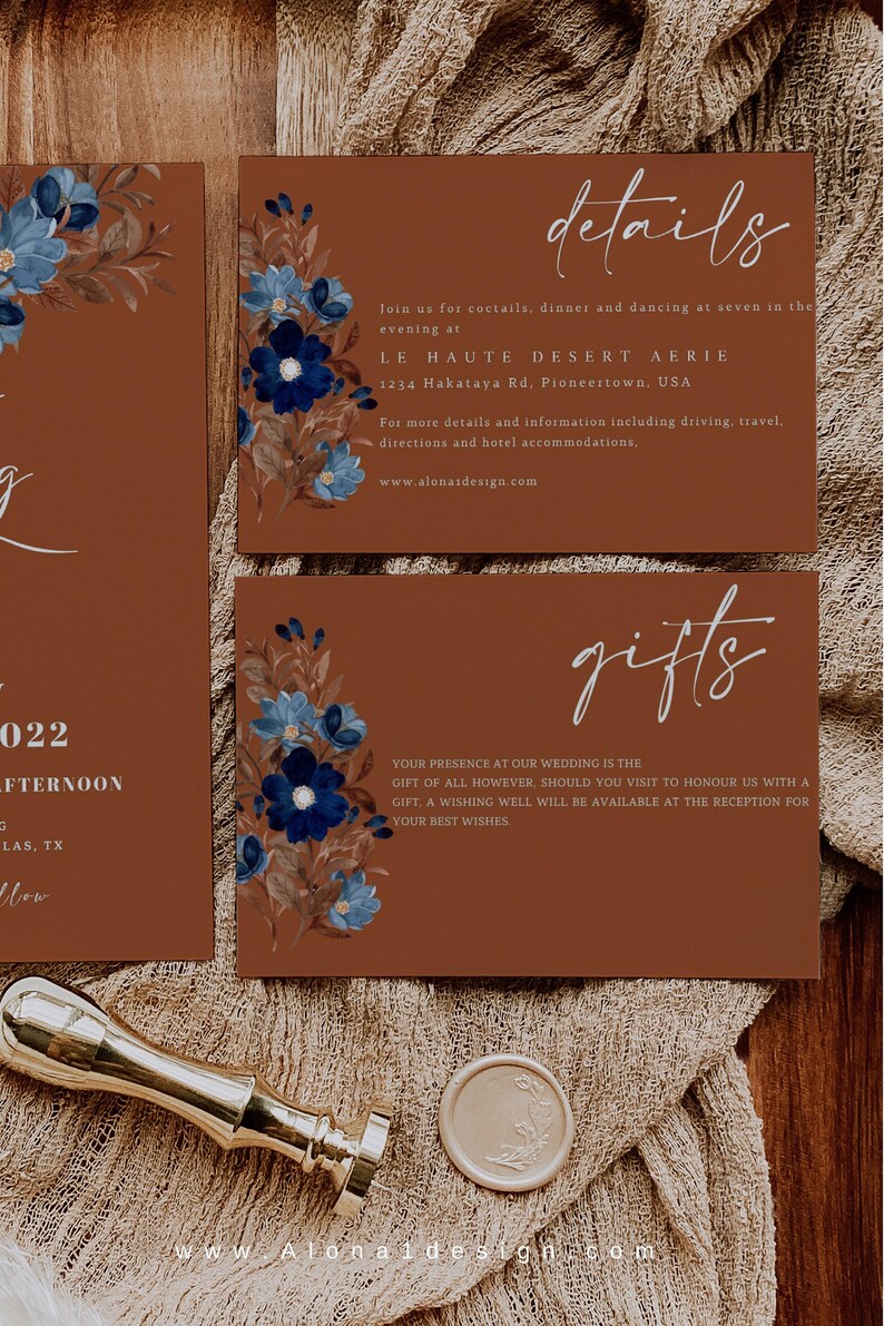Terracotta Wedding Invitation Rust Wedding Template Download - Etsy