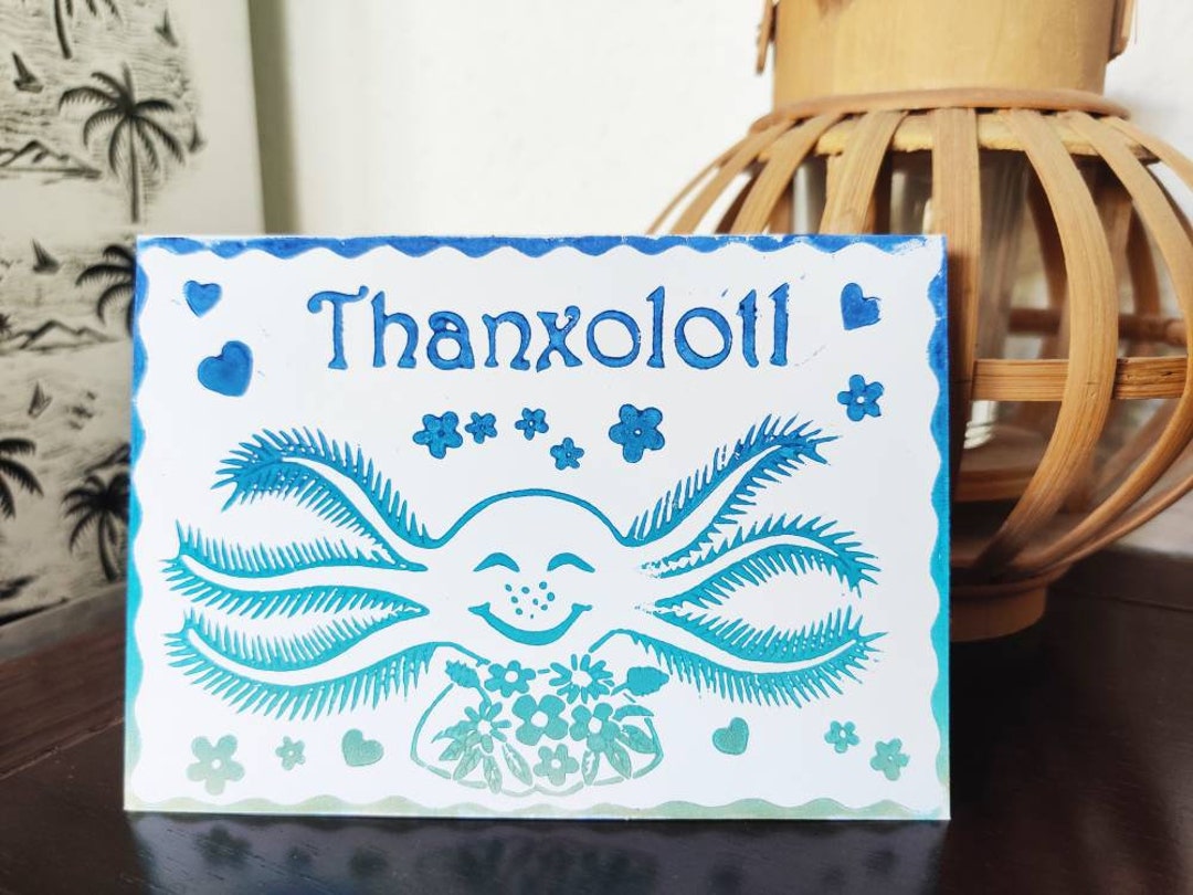 Thank You Cards With Axolotl Motif Hand-printed Unique Pieces - Etsy