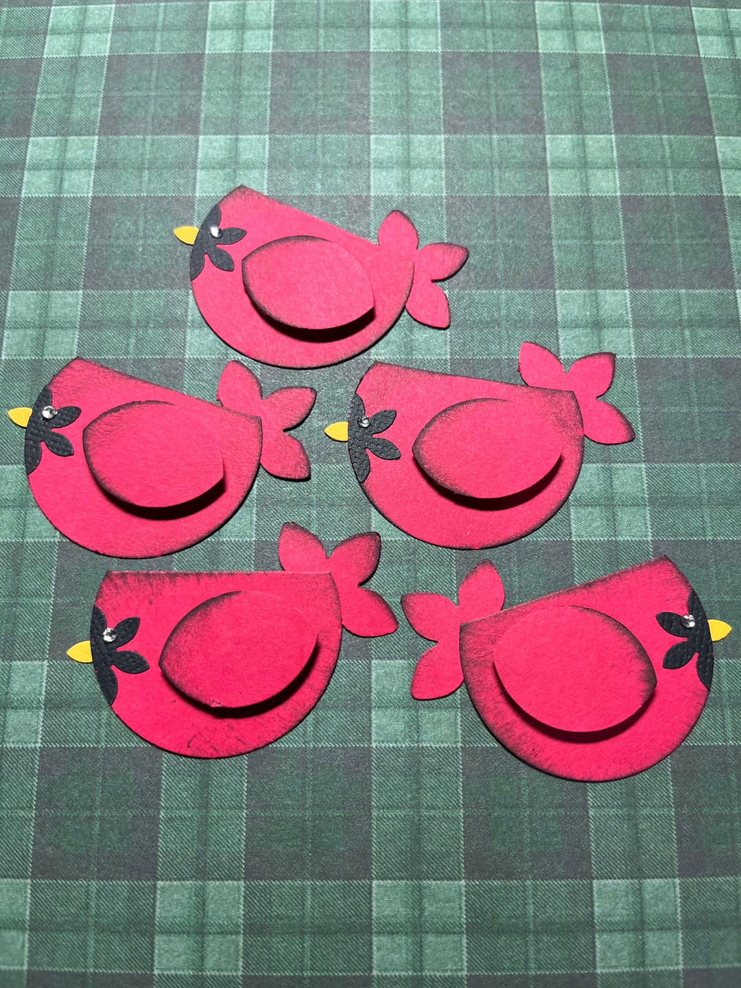 Handmade Cardinal Paper Embellishments: Scrapbooking, Cake Topper (5pc ...