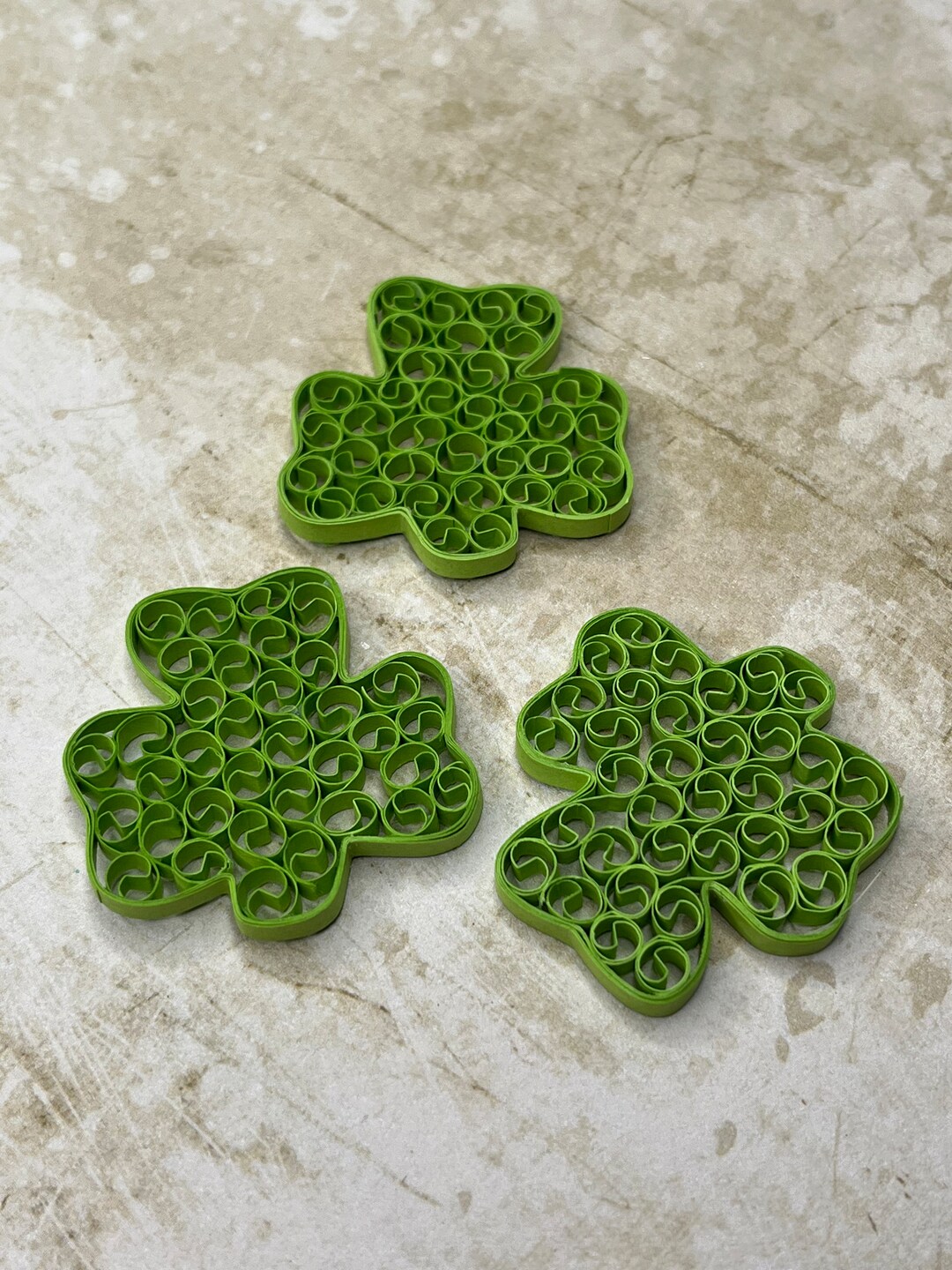 3 Quilled Shamrocks, Paper Shamrock, Scrapbooking Embellishment,card ...