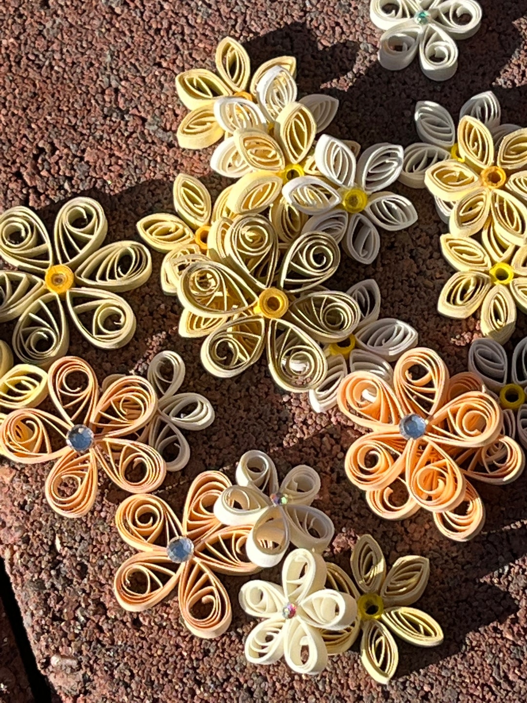 Quilled Flowers, Tiny Quilled Flowers, Natural Colored Flowers, Flower ...