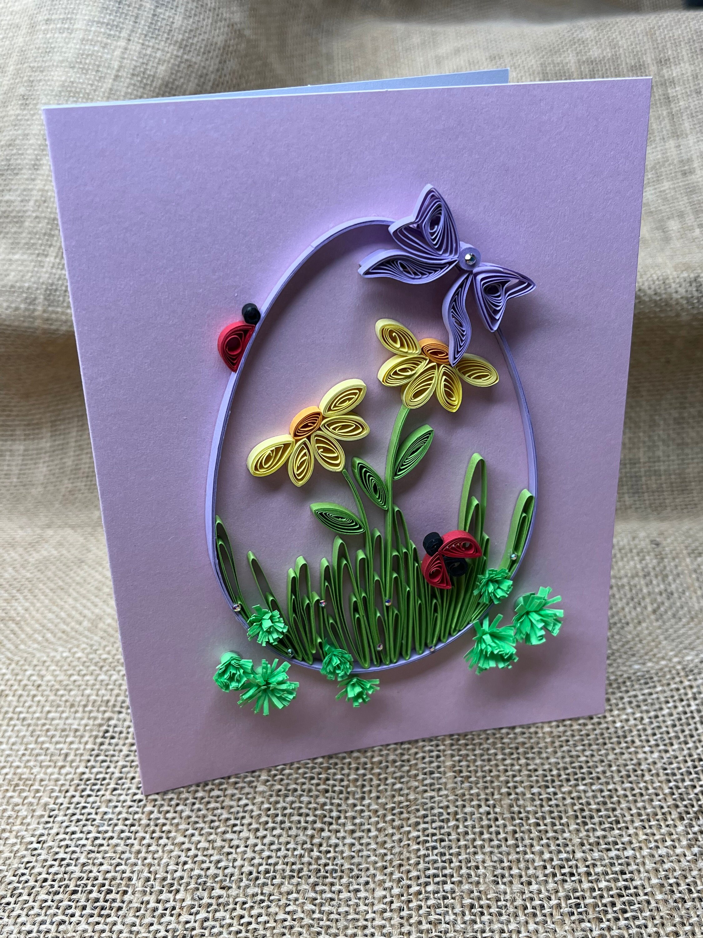 Quilled Easter Card, Daisy and Ladybug Card, Blank Inside Card, Easter ...