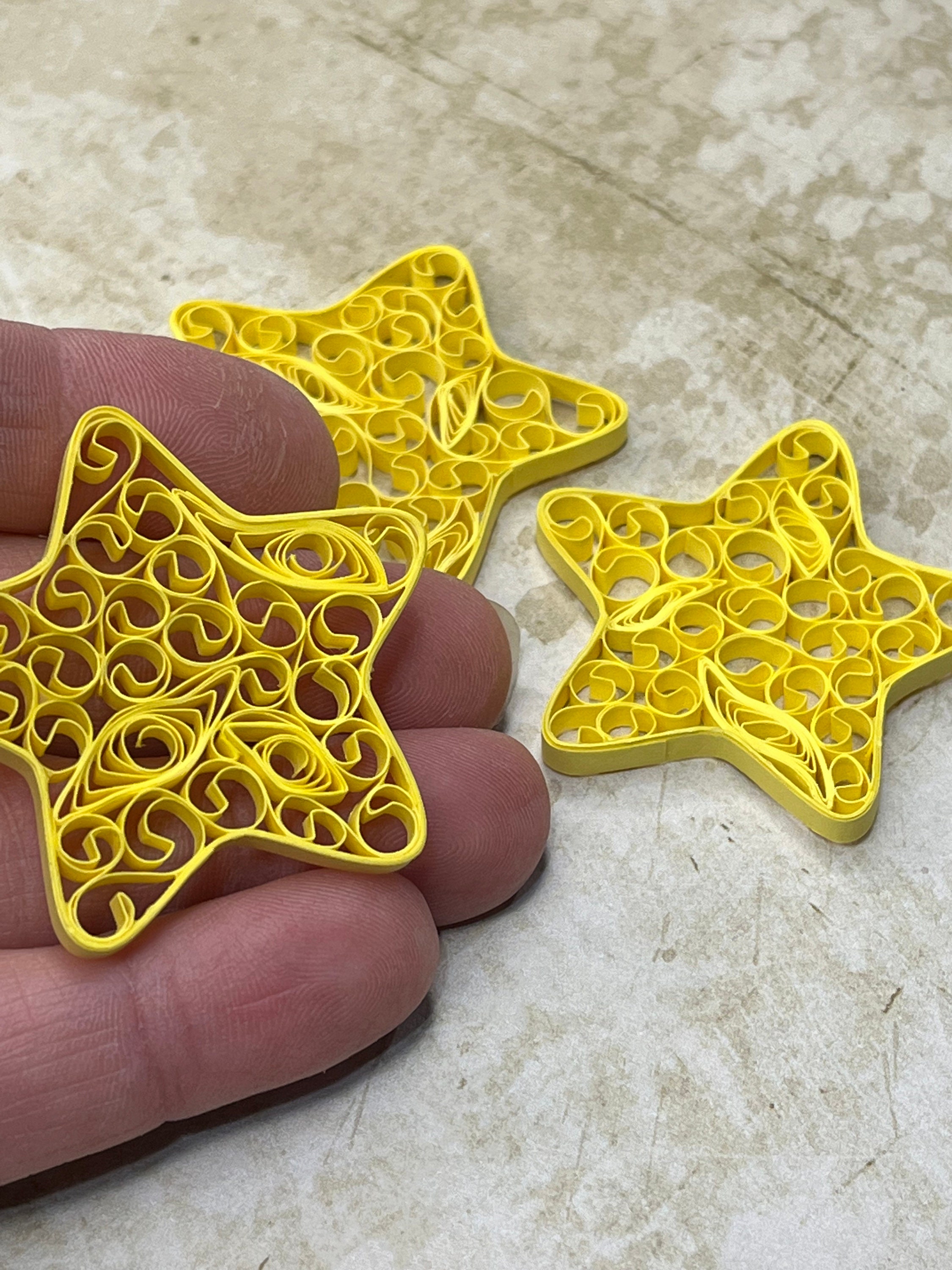 3 Quilled Stars, Paper Stars, Yellow Stars, Star Decoration ...