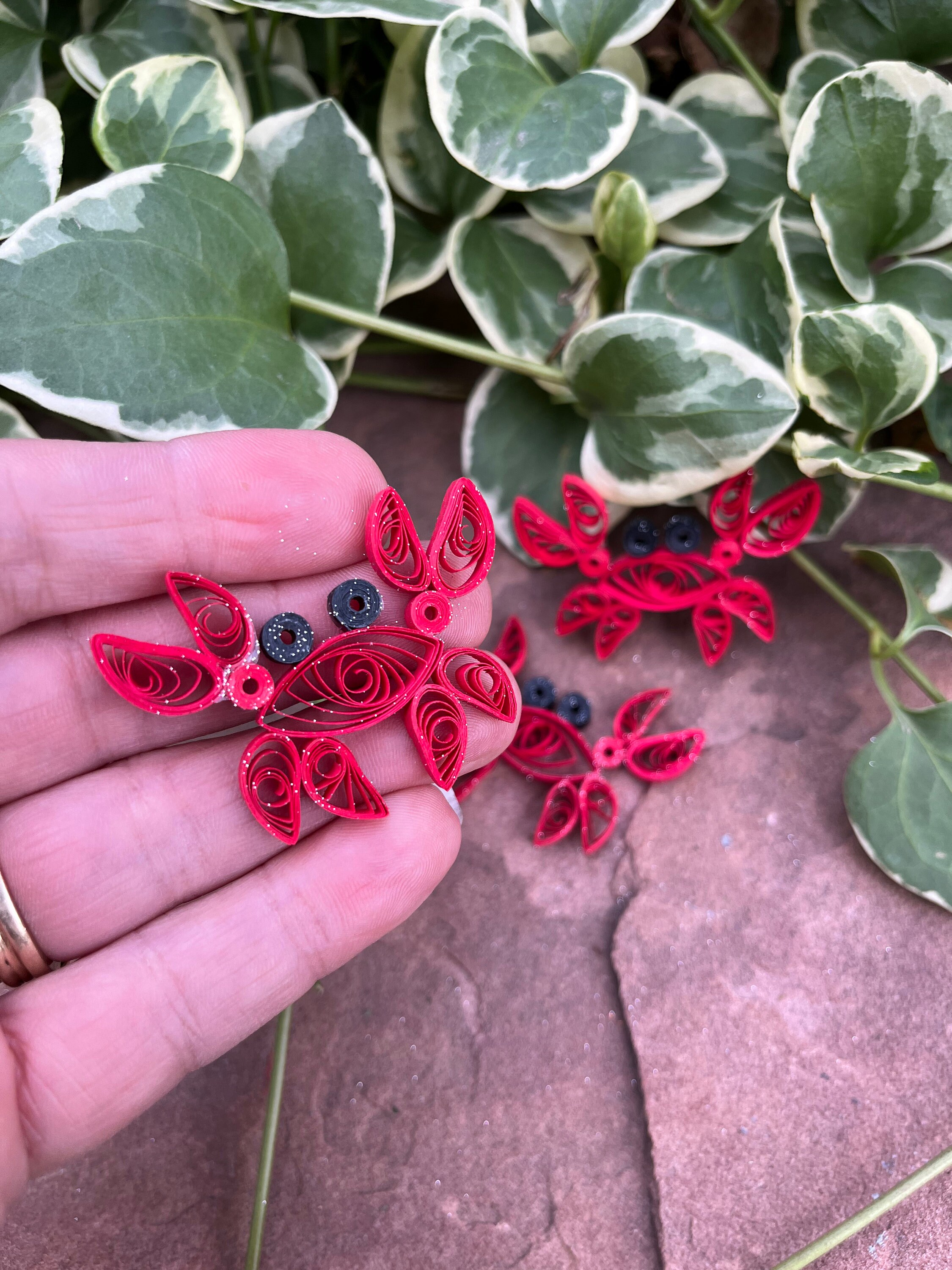 3 Quilled Crabs, Quilled Embellishments, Paper Crab, Table Decoration ...