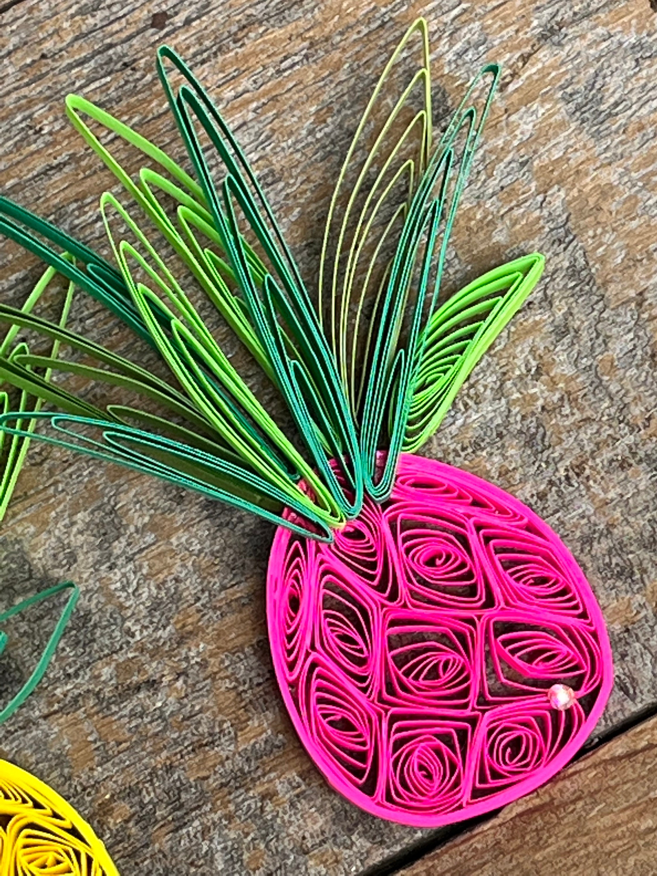 3 Pineapples, Quilled Pineapples, Quilled Embellishments, Paper Pineapples, Table Decoration ...