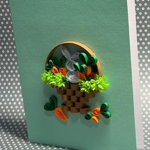 Quilled Easter Card, Bunny Basket With Carrots, Blank Greeting Card - Etsy