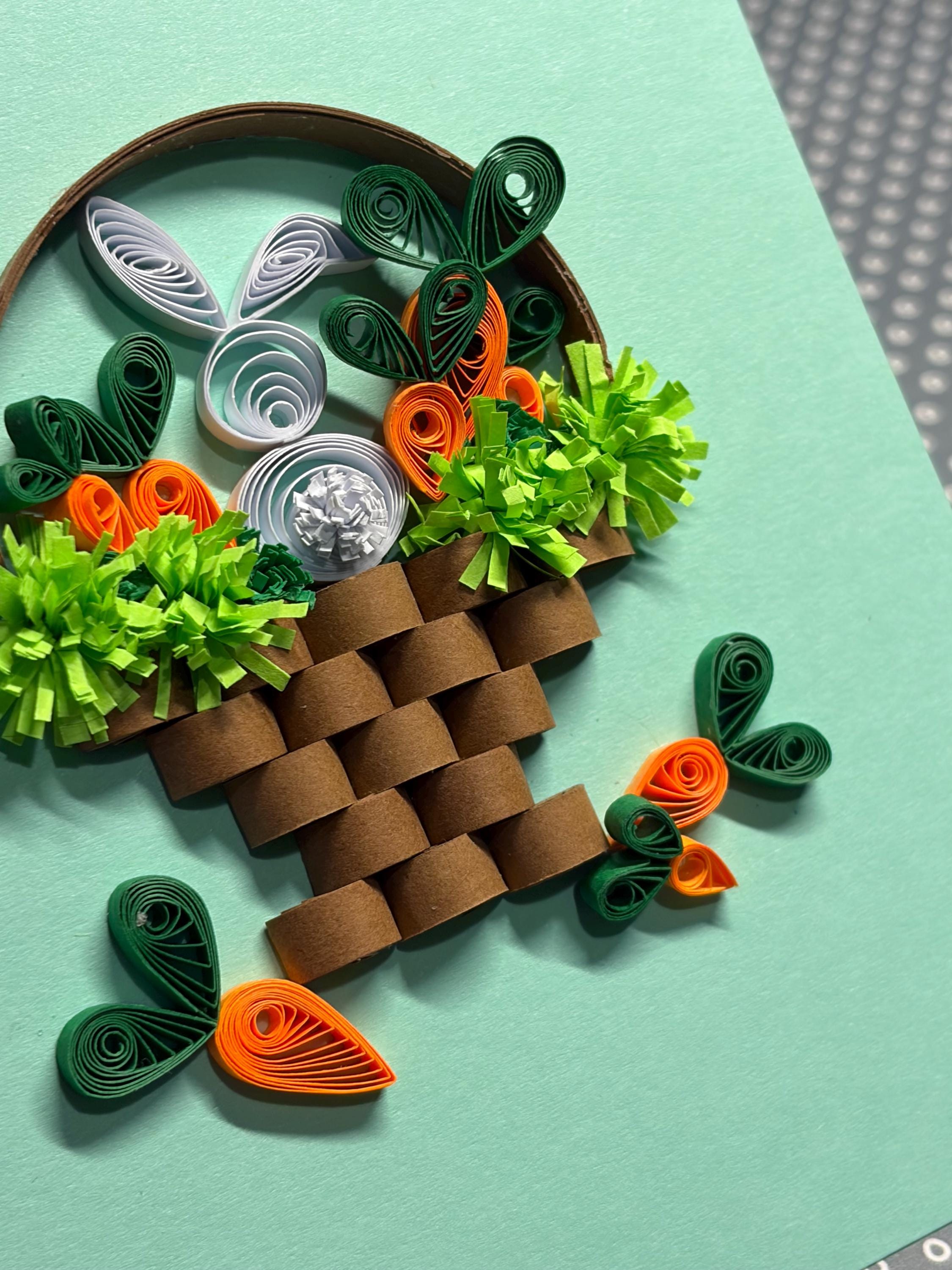 Quilled Easter Card, Bunny Basket With Carrots, Blank Greeting Card - Etsy