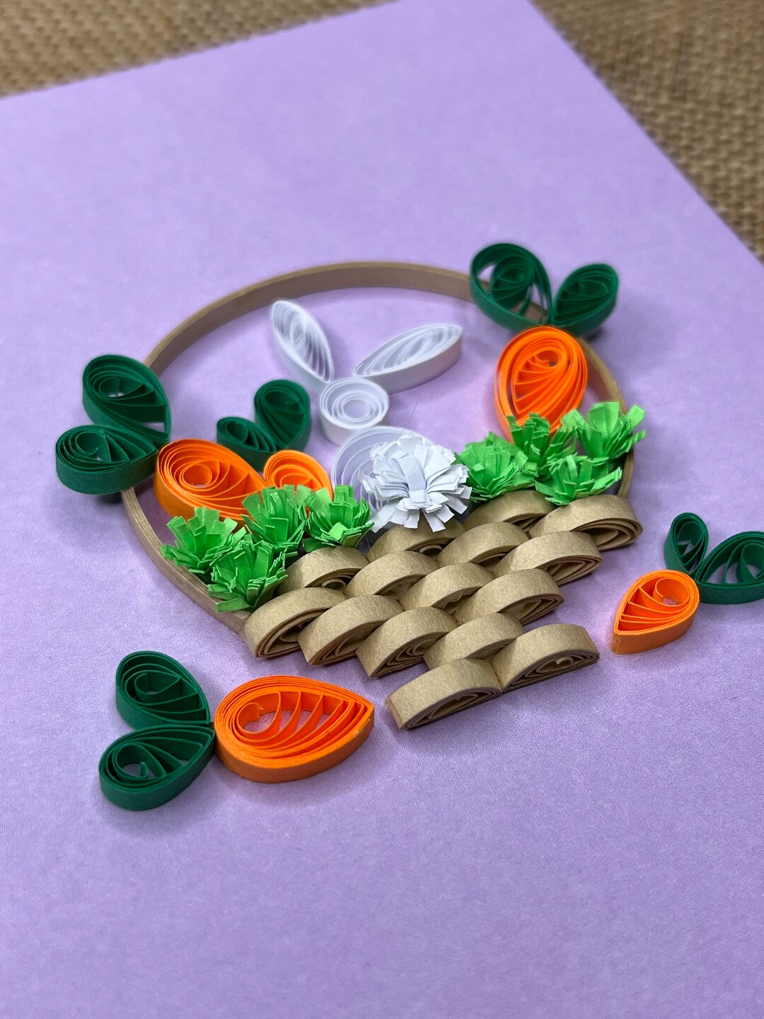 Quilled Easter Card, Basket, Bunny Card, Easter Bunny Card, Quilled ...