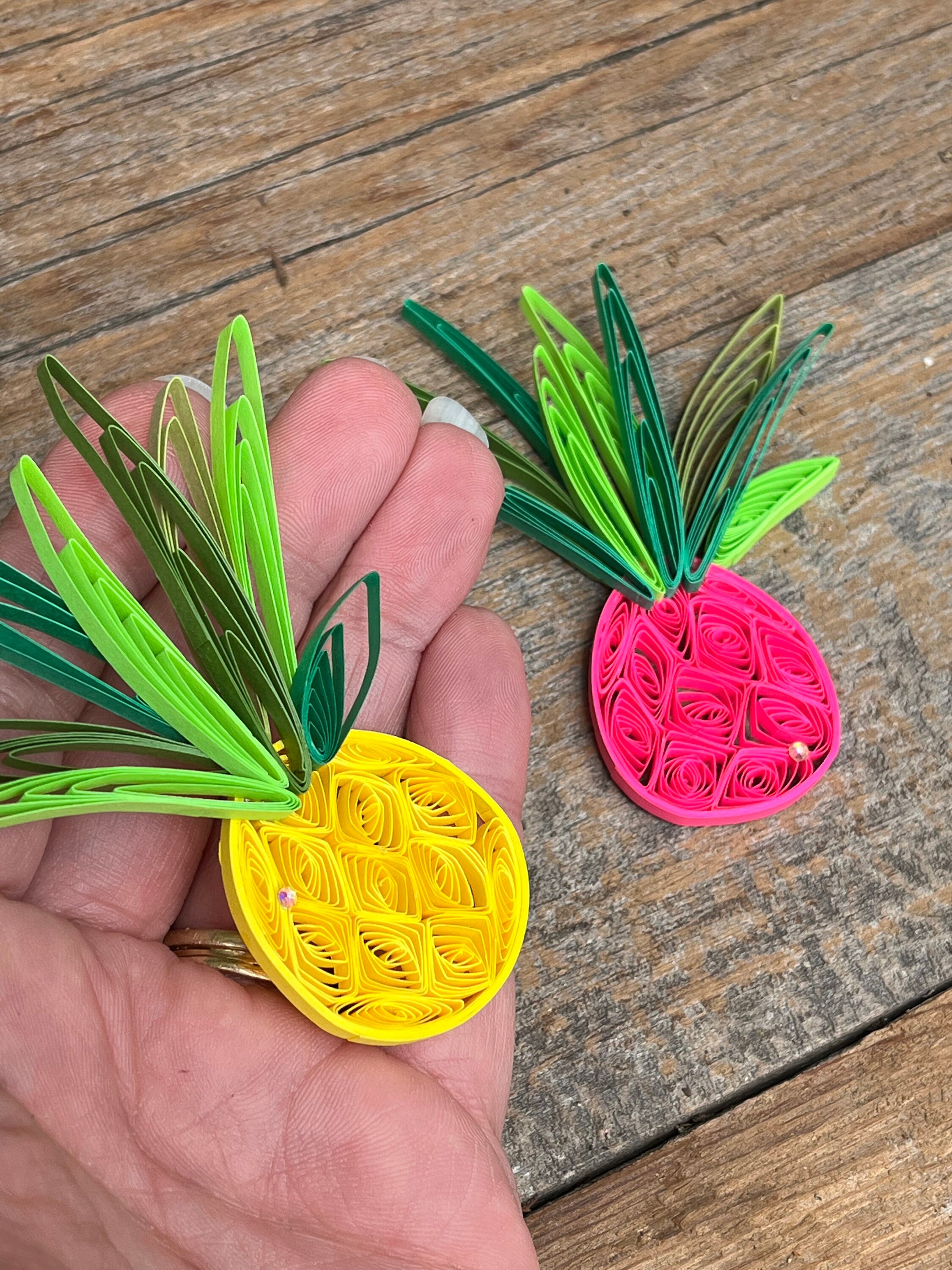 3 Pineapples, Quilled Pineapples, Quilled Embellishments, Paper Pineapples, Table Decoration ...