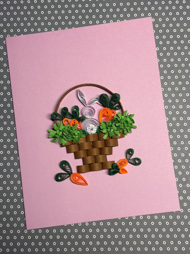 Quilled Easter Card, Bunny Basket With Carrots, Blank Greeting Card - Etsy