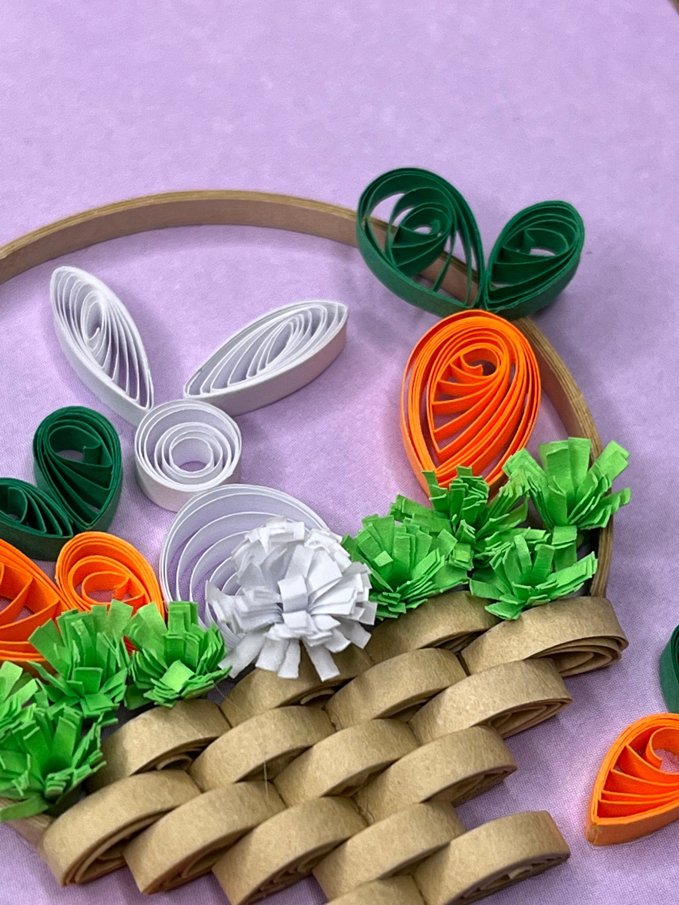 Quilled Easter Card, Basket, Bunny Card, Easter Bunny Card, Quilled ...