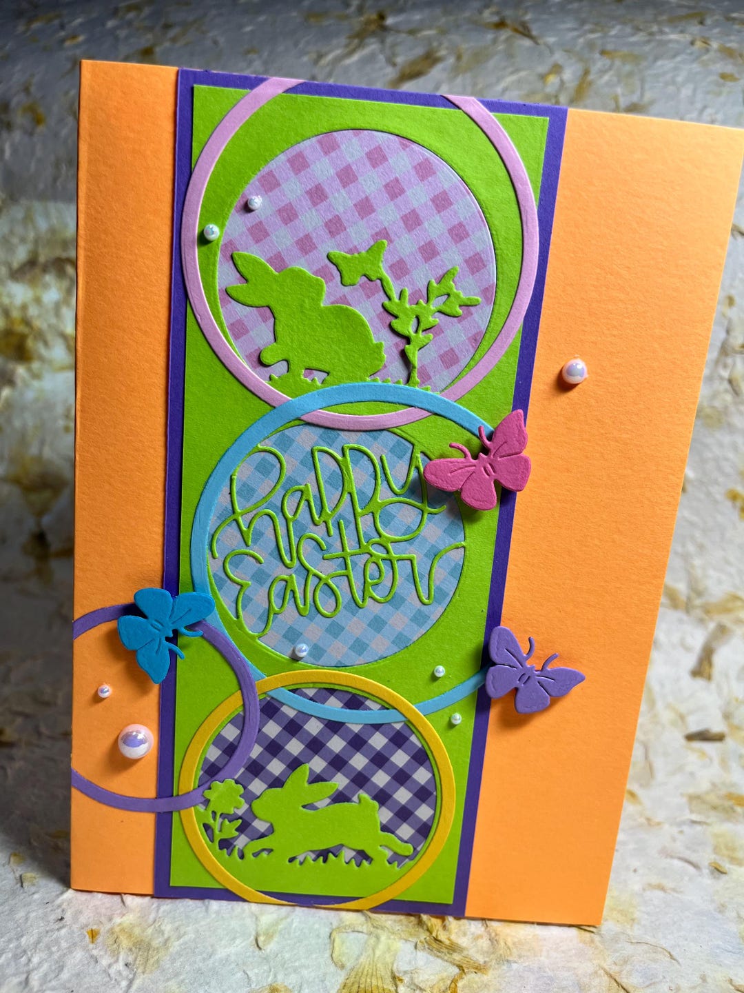 Bunny & Butterfly Easter Card: 3D Floral Design - Etsy