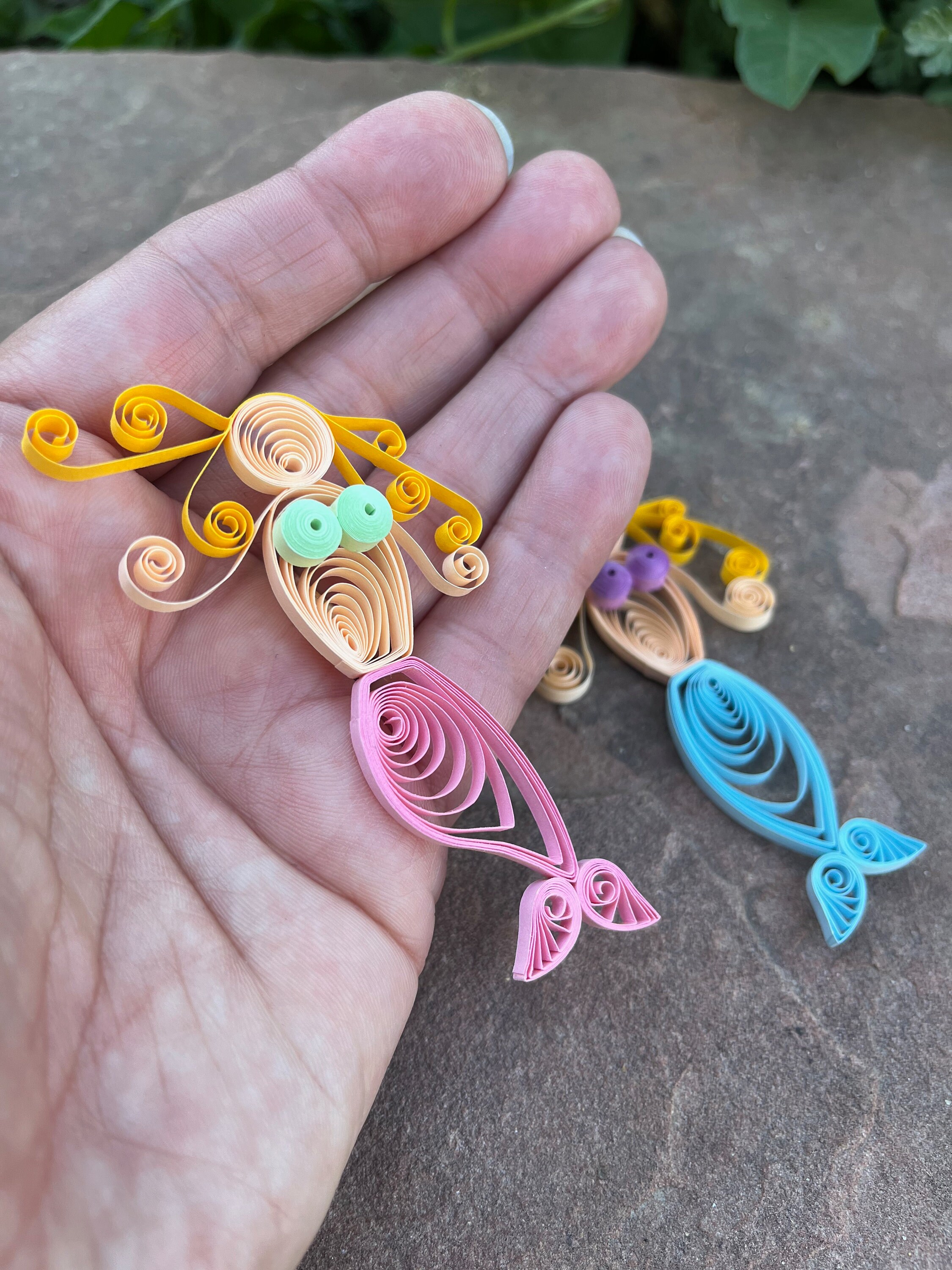 Mermaid, 3 Mermaids, Quilled Mermaid, Quilled Embellishments, Table ...