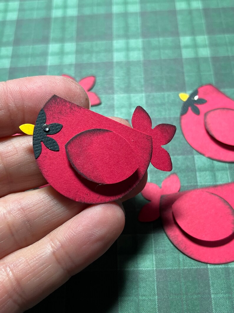 Handmade Cardinal Paper Embellishments: Scrapbooking, Cake Topper (5pc ...