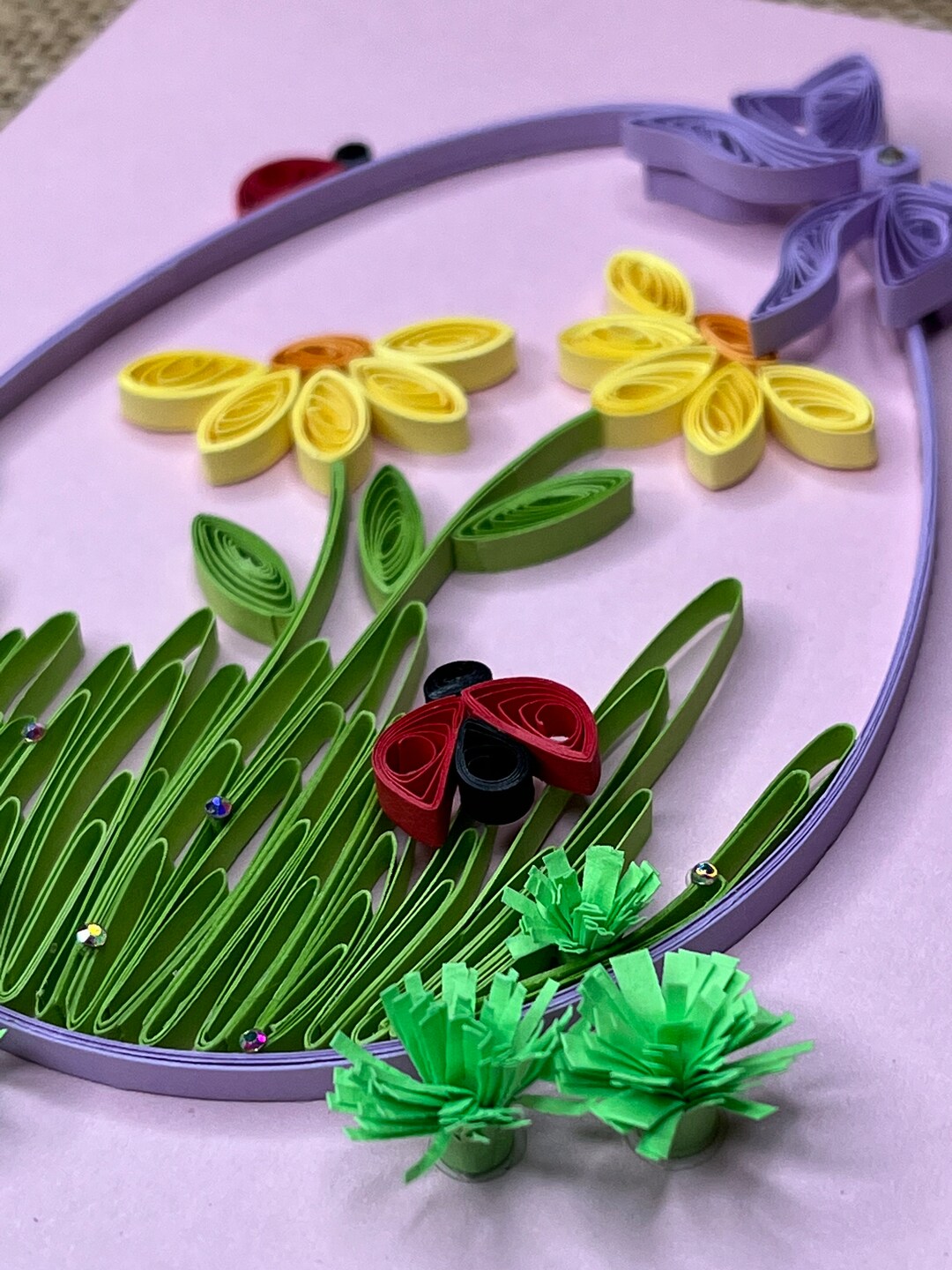 Quilled Easter Card, Daisy and Ladybug Card, Blank Inside Card, Easter ...