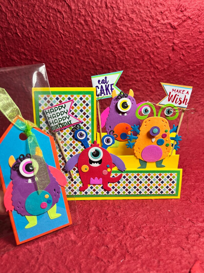 Monster Birthday Stair Stepper Card: Handmade 3D Greeting - Etsy