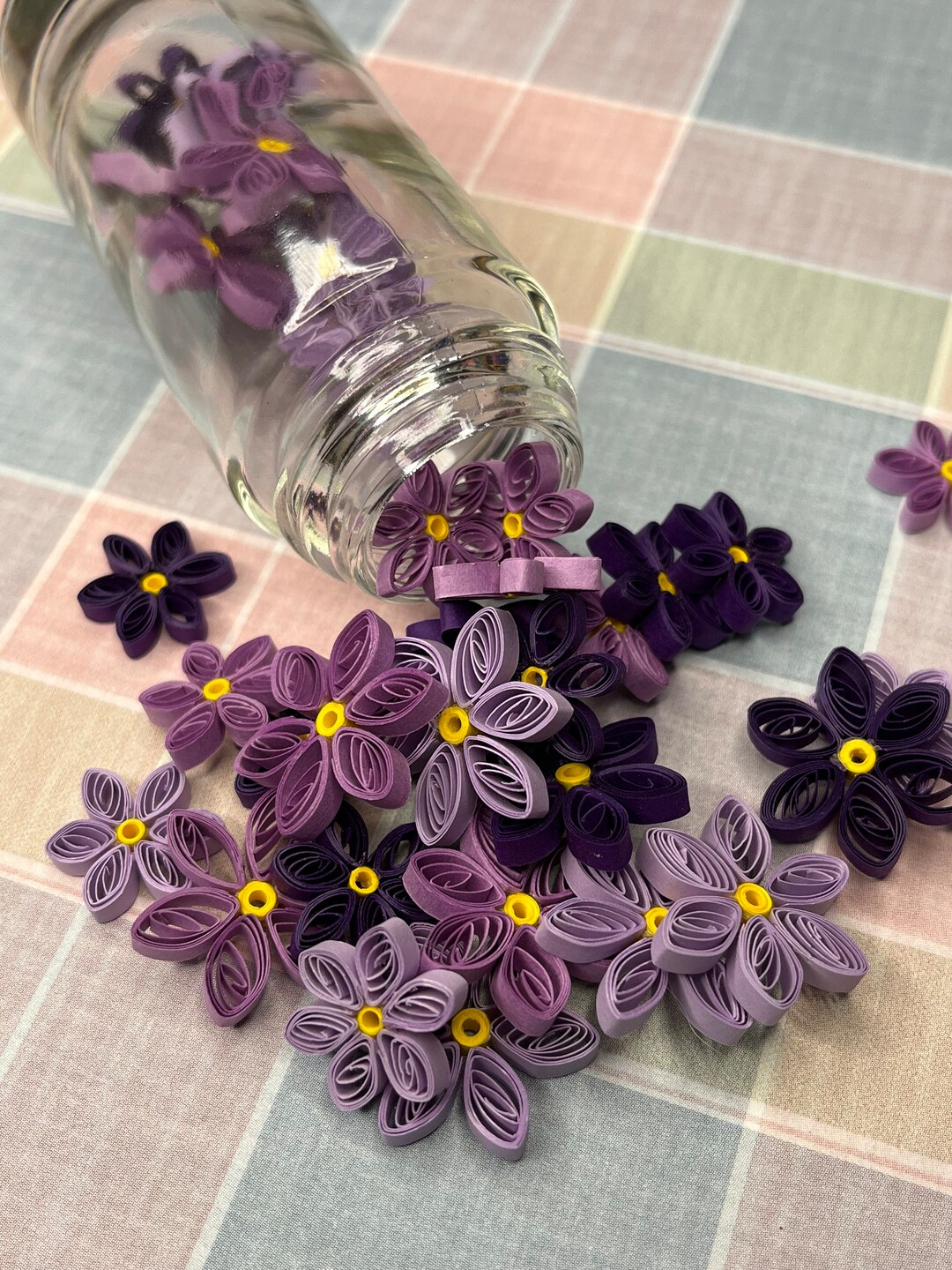 20 Quilled Flowers, Tiny Quilled Flowers, Purple Flowers, Flower ...