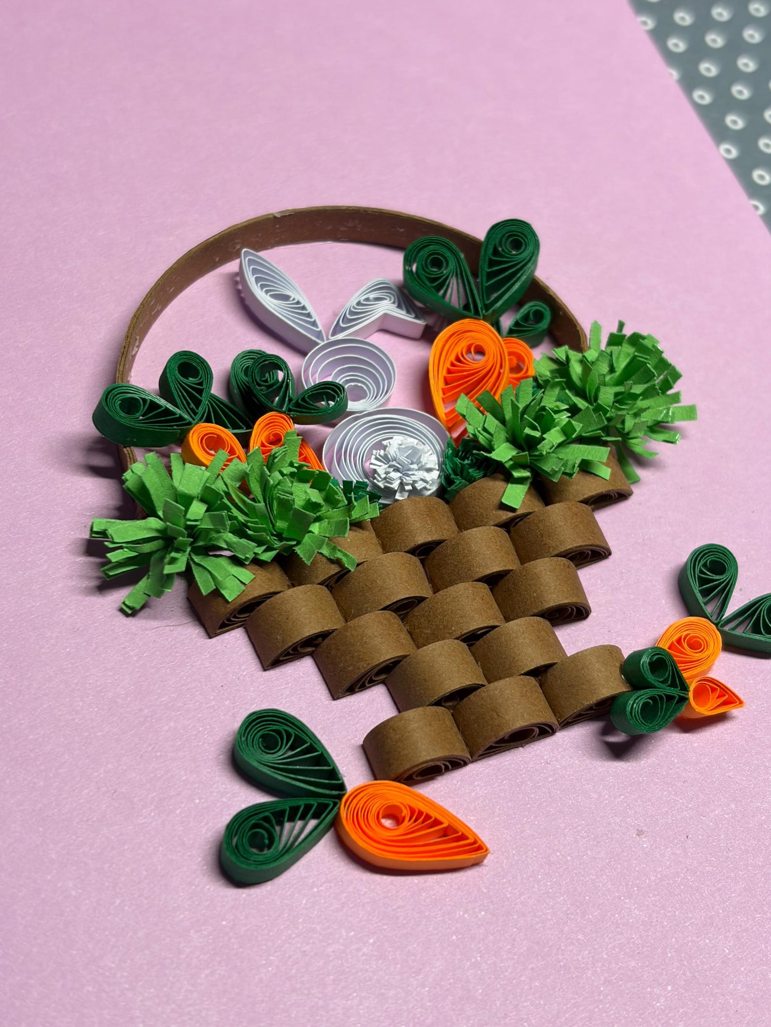 Quilled Easter Card, Bunny Basket With Carrots, Blank Greeting Card - Etsy