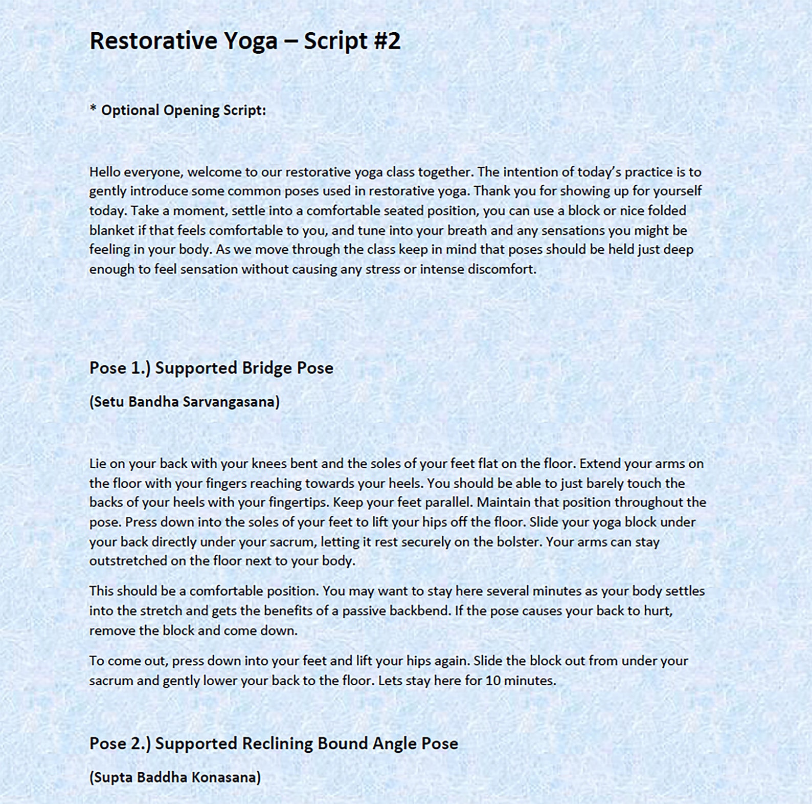 Restorative Yoga Scripts L Done for You Yoga Class Plans L PDF L Ebook ...