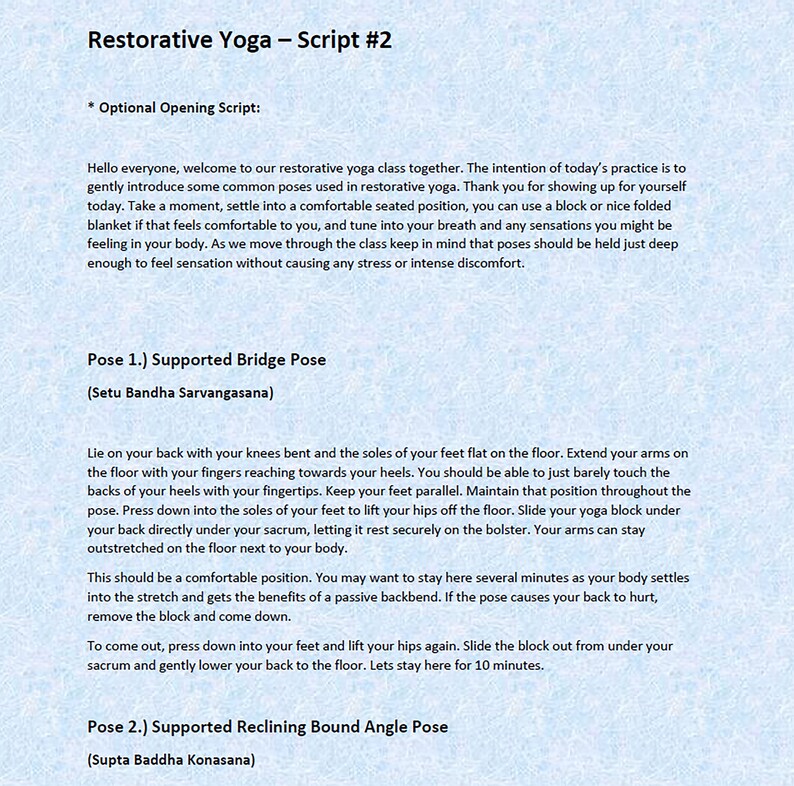 Restorative Yoga Scripts L Done for You Yoga Class Plans L PDF L Ebook ...