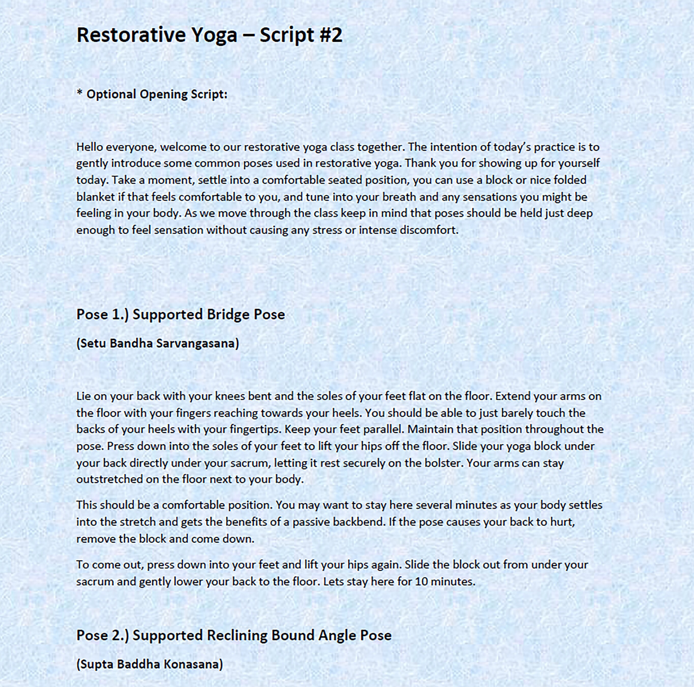 Restorative Yoga Scripts L Done for You Yoga Class Plans L PDF L Ebook ...