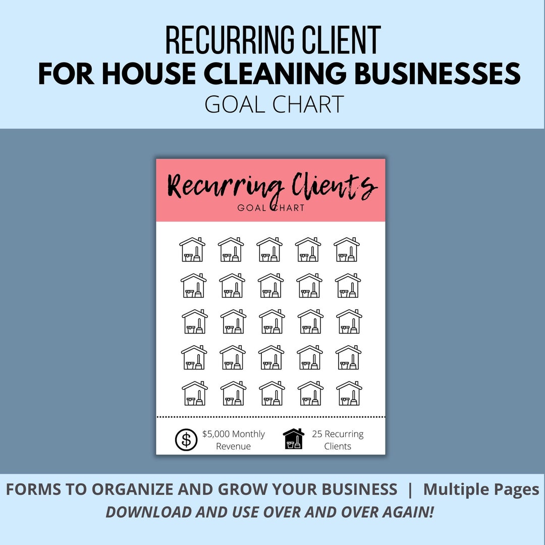 Recurring House Cleaning Client Goal Chart, Maid Service Forms, House ...