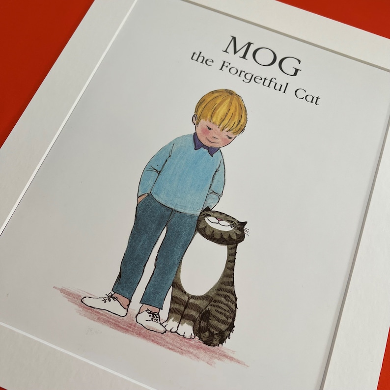 Mog the Cat Print Mounted Upcycled Book Page Nursery - Etsy UK